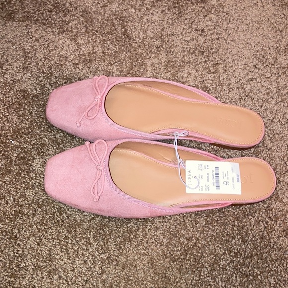 J. Crew | Shoes | J Crew Pink Suede Flat Mules New | Poshmark